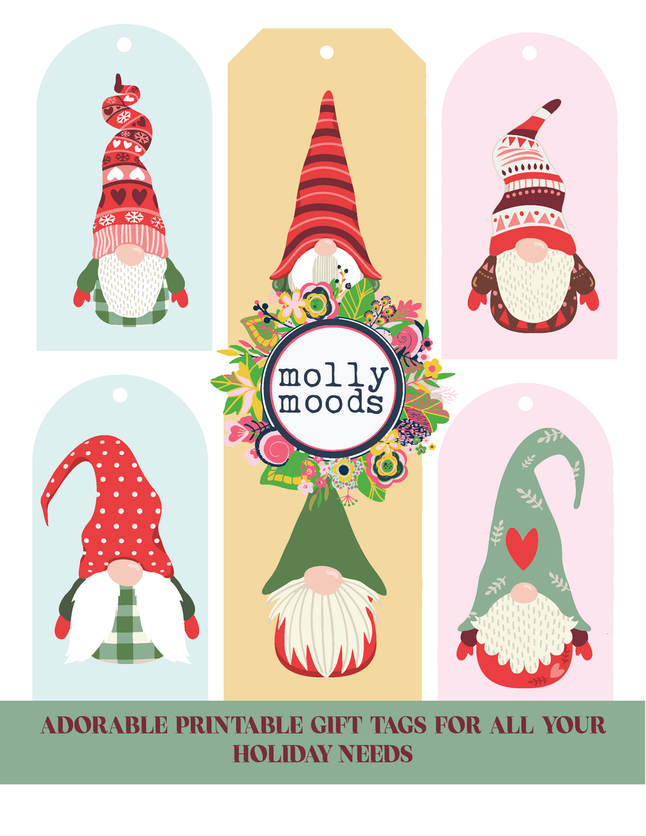Gnome Holiday Gift Tags FREEBIE Printable for Easy Gift Giving Digital ...