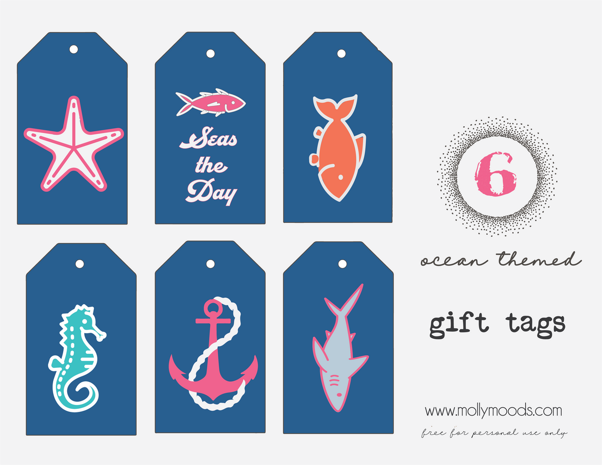 Ocean Themed Gift Tag FREEBIE Printable Digital Download for Ocean Lov ...