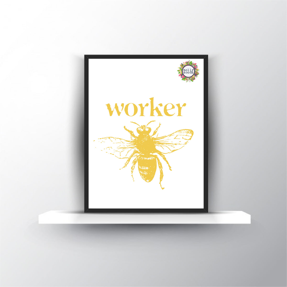 Worker Bee In Mustard Yellow Printable Digital Download Office Wall Ar ...